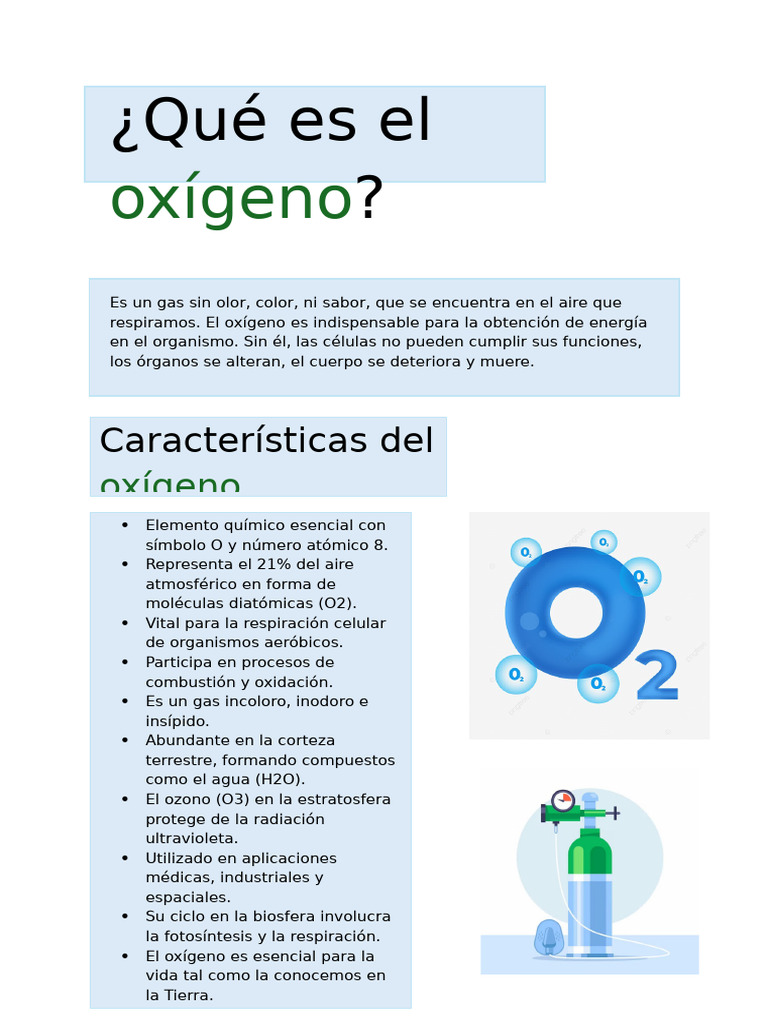 Definición y propiedades del oxígeno | PDF