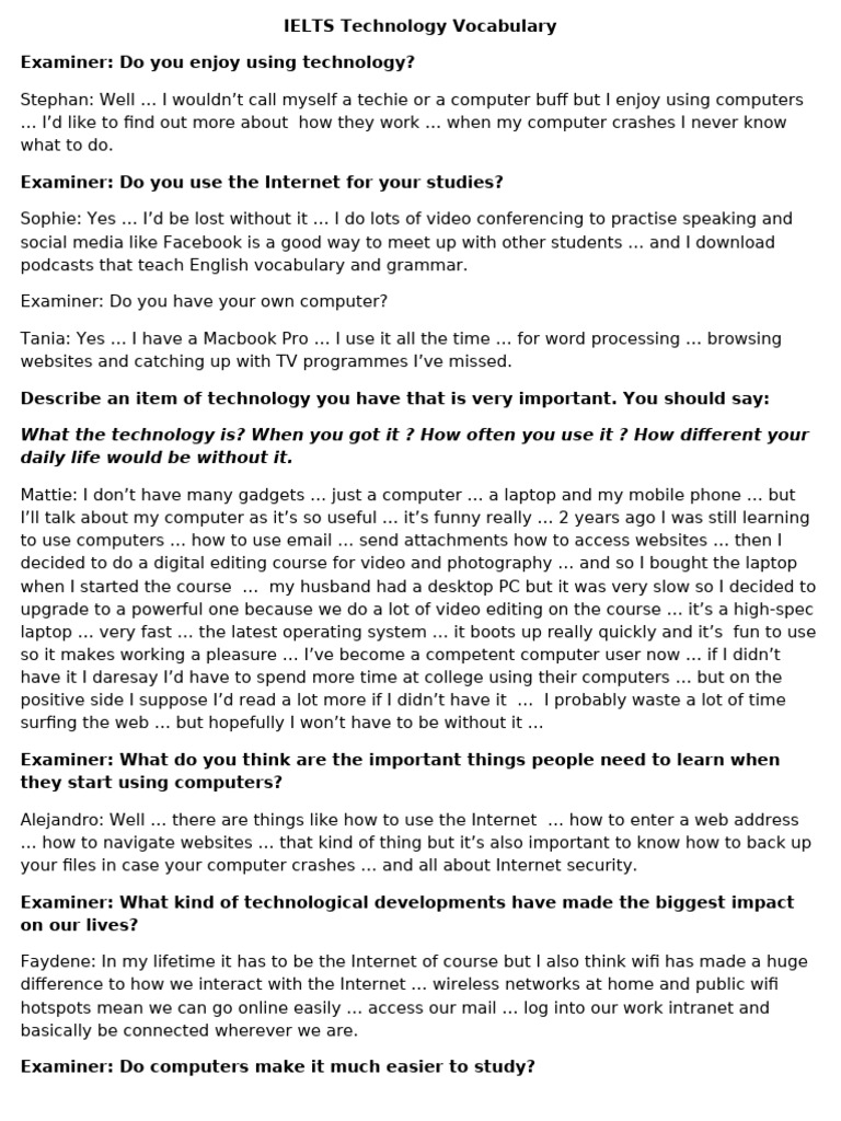 IELTS Technology Vocabulary | PDF | Internet | Websites
