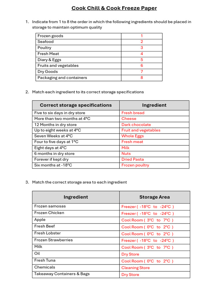Cook Chill Cook Freeze Paper - With Answers - 250612 - 190635 | PDF ...