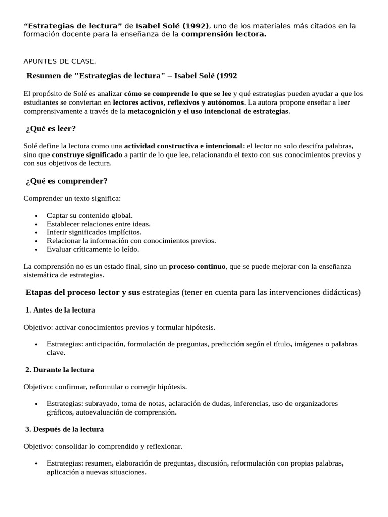 Estrategias para la Comprensión Lectora | PDF | Comprensión lectora ...