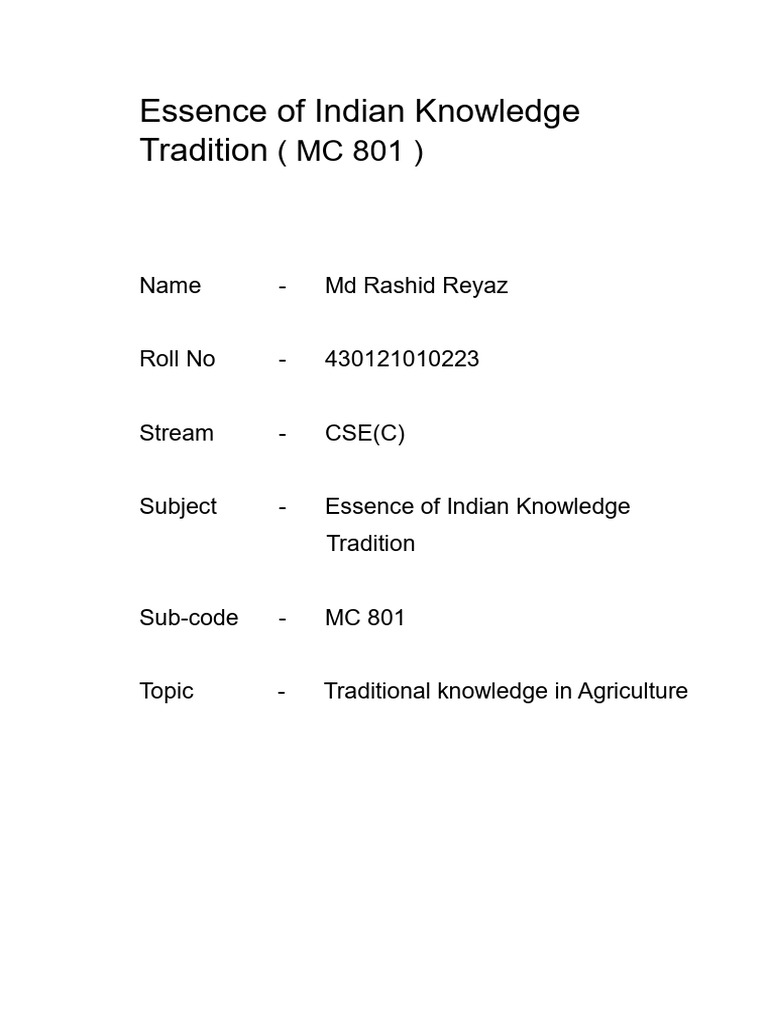 Essence of Indian Knowledge Tradition | PDF