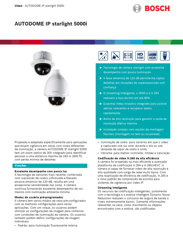 Câmera AUTODOME IP Starlight 5000i | PDF | Câmera | Informática