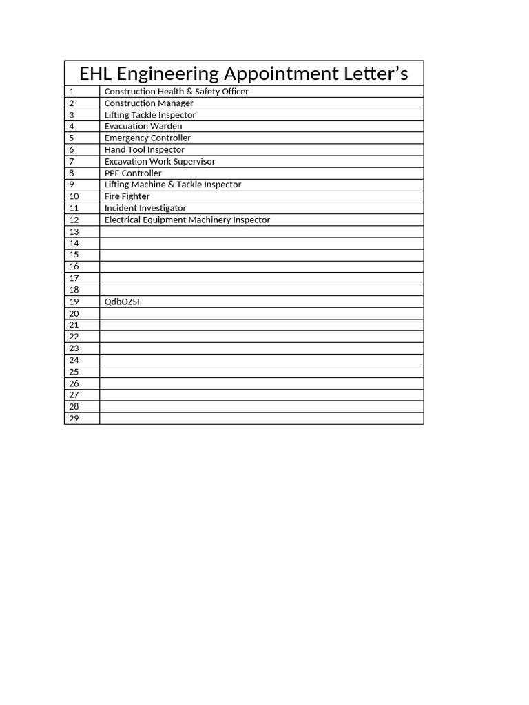 EHL Engineering Appointment Letter | PDF