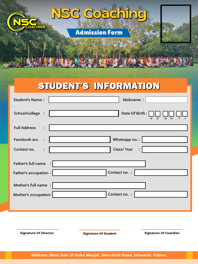 Final Admission Form NSC | PDF
