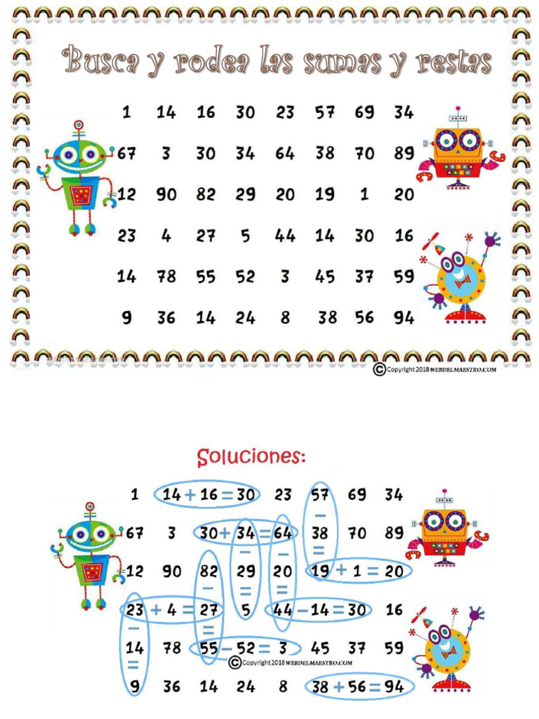 Juegos de Sumas y Restas 1 | PDF