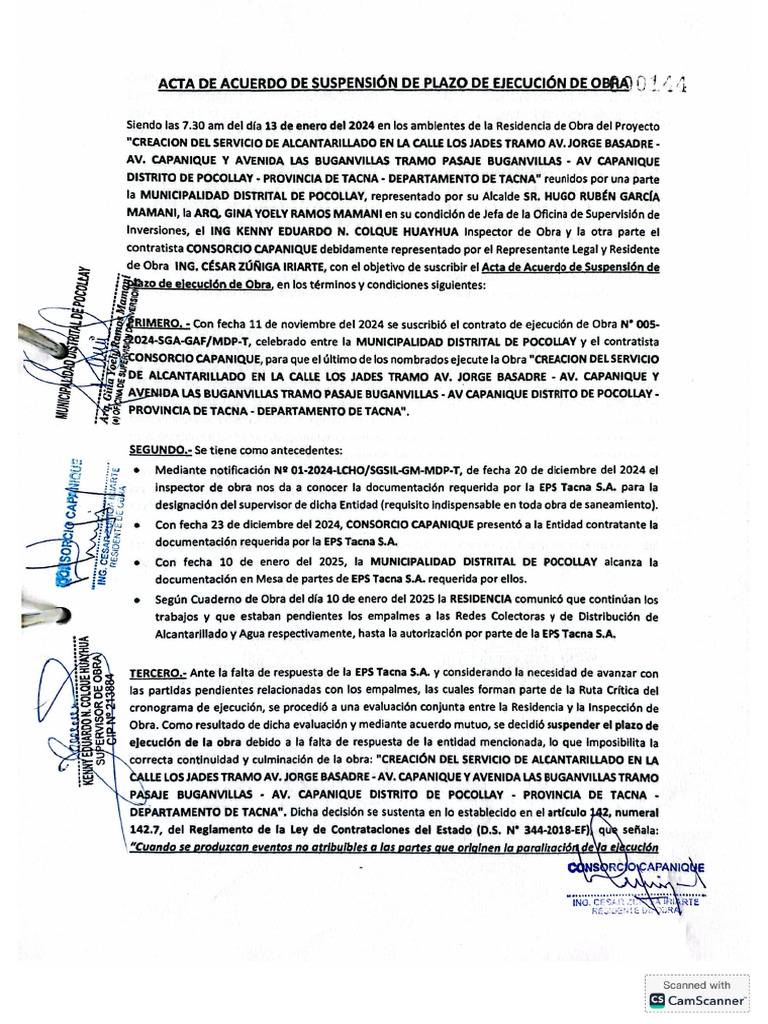 Modelo de Acta de Reinicio - Obra Por Contrata | PDF