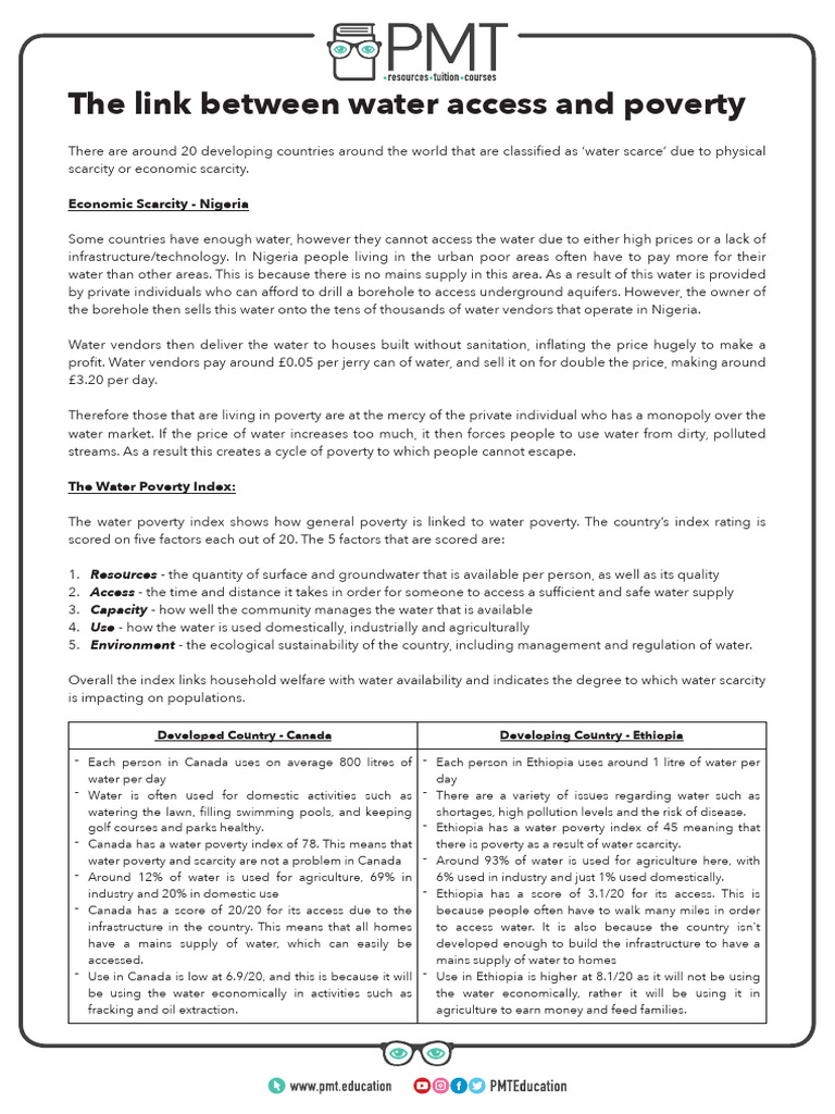 Water Access and Poverty Connection | PDF | Water Scarcity | Water
