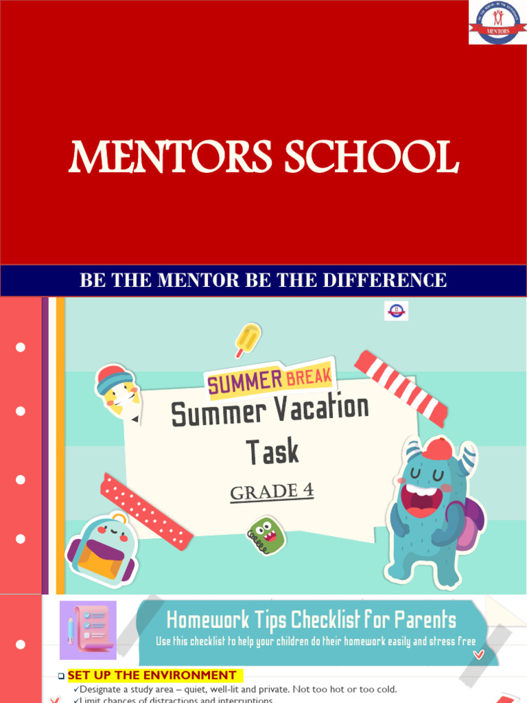 Summer Homework Guide for Grade 4 | PDF | Homework | Gratitude