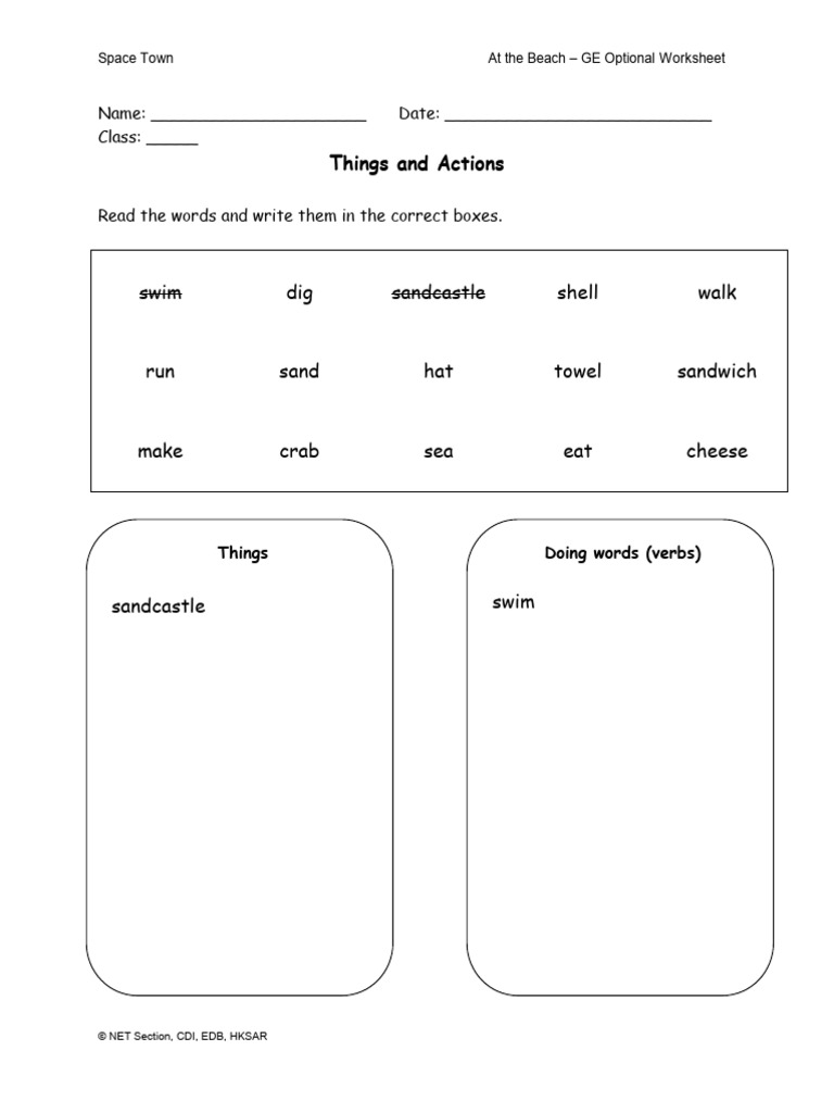 P2 English WS (Nouns and Verbs) | PDF