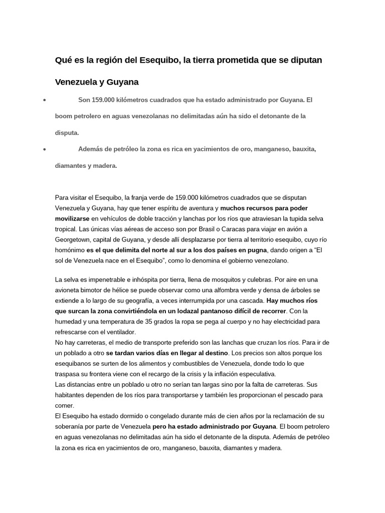 Qué Es La Región Del Esequibo | PDF | Venezuela | Guayana
