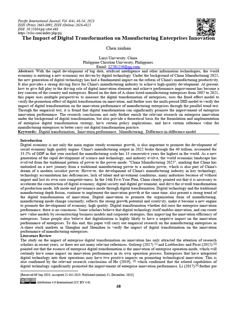 The Impact of Digital Transformation On Manufactur | PDF | Innovation ...