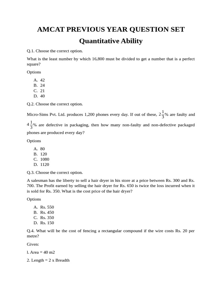 Amcat Previous Year Question Set Pdf