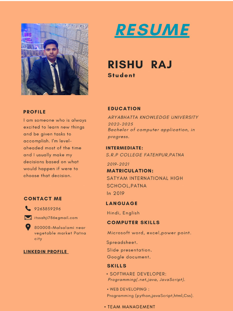 Rishu Raj Resume | PDF