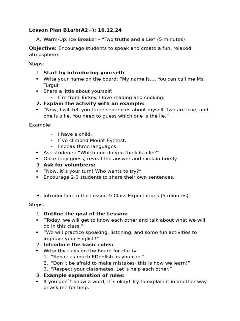 Engaging B1 English Lesson Plan | PDF | Vocabulary