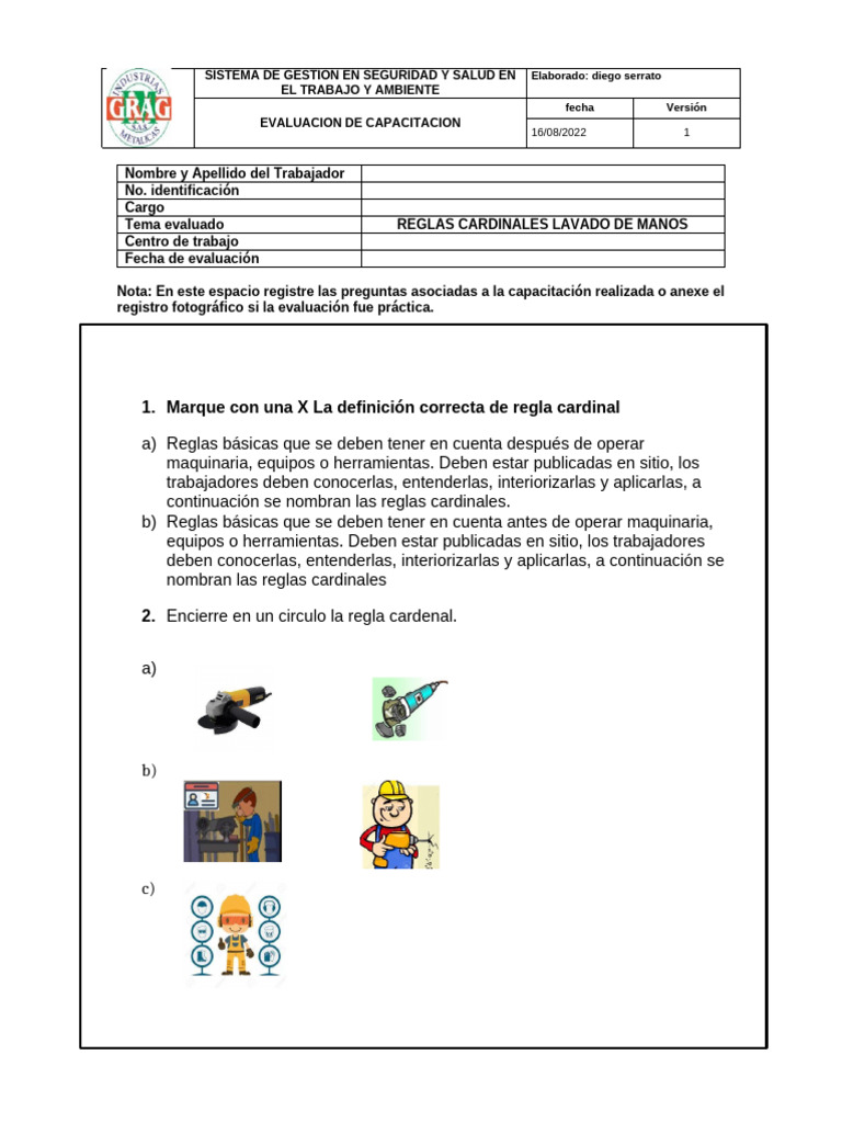 Evaluacion Reglas Cardinales | PDF