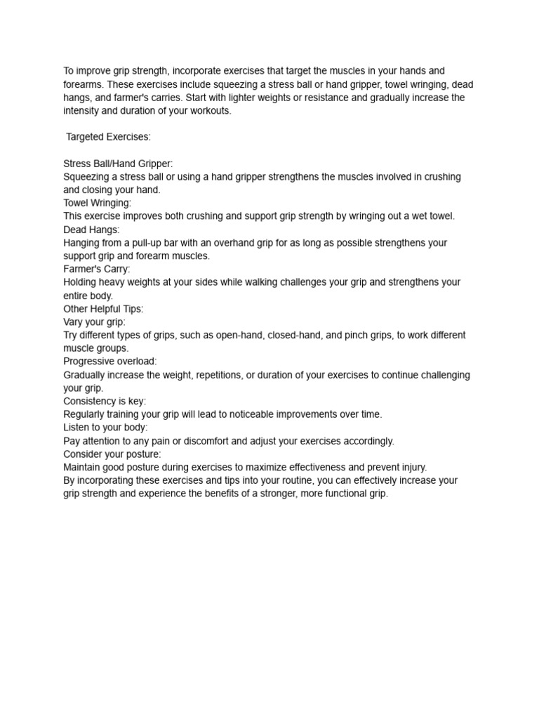 Grip Strength Exercises Guide | PDF