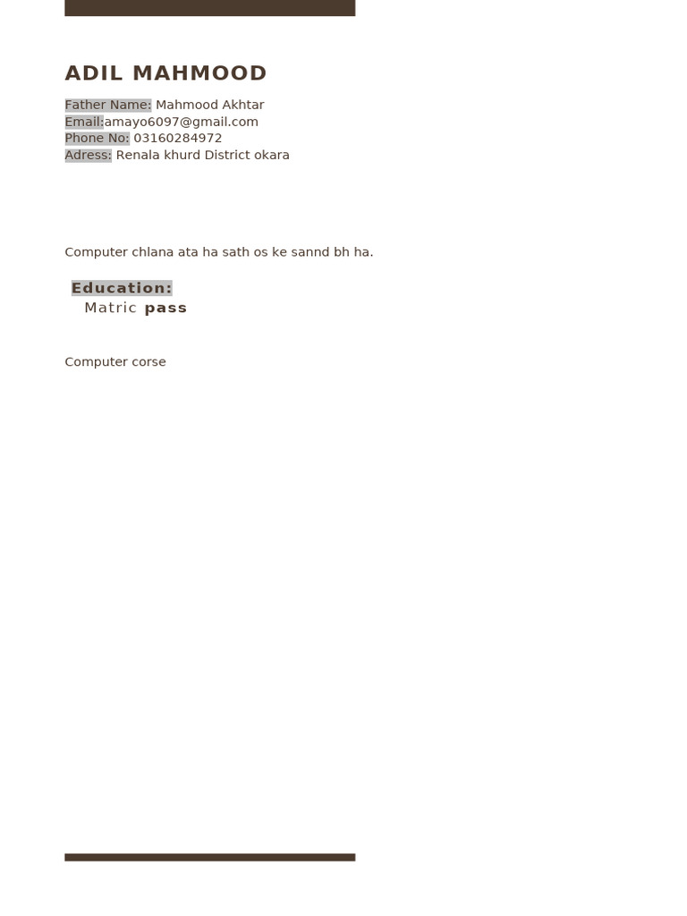 Adil Mahmood: Skills Summary | PDF