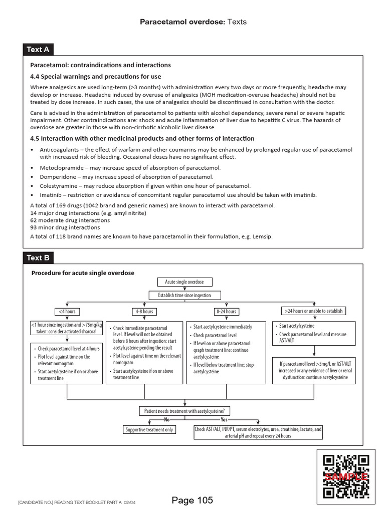 OET Reading Test C2 Paracetamol Overdose | PDF | Migraine | Clinical ...