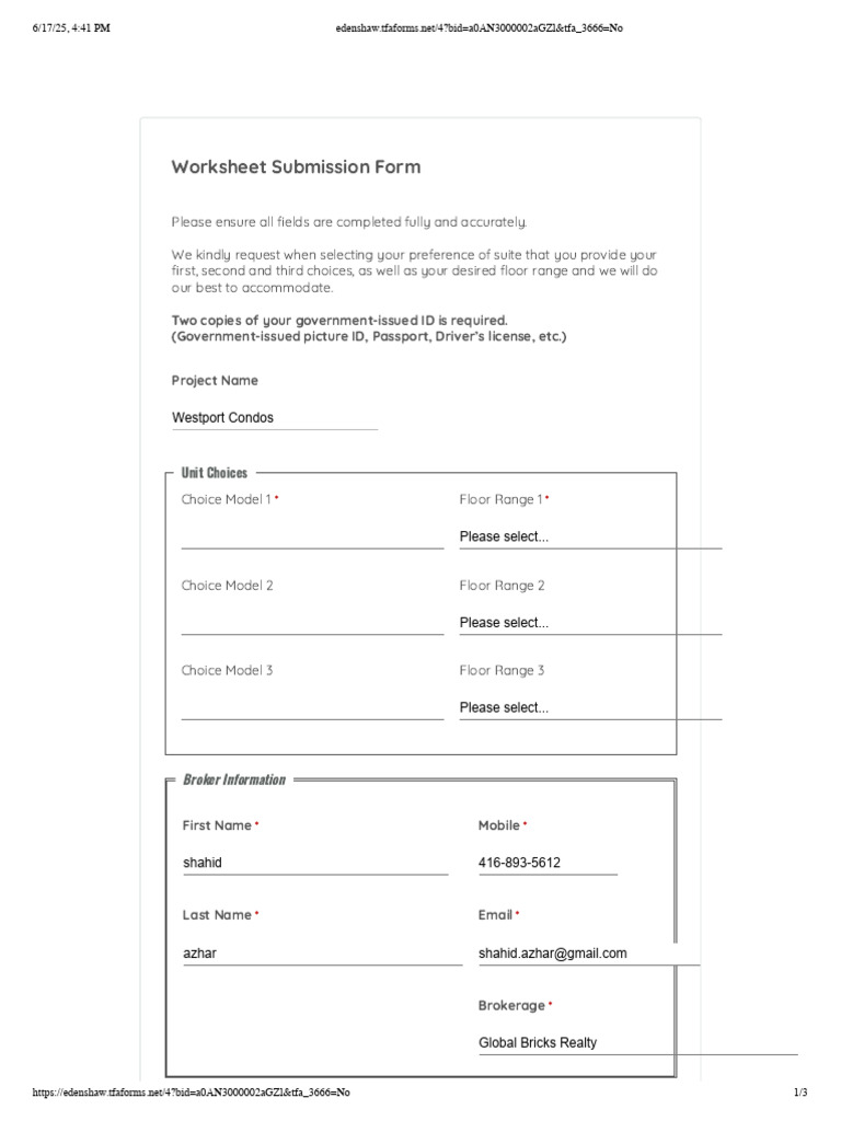 Edenshaw Developments Submission Form | PDF | Government And Personhood