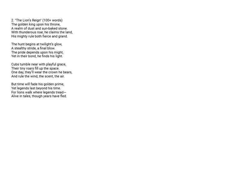 Lion Poem | PDF
