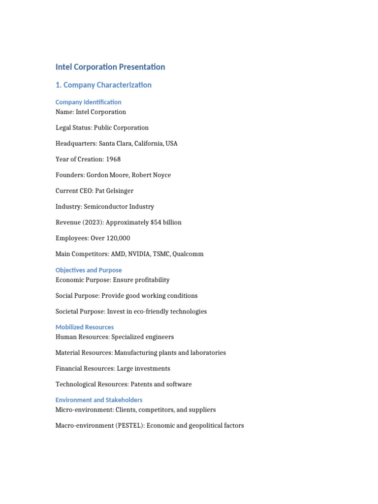 Intel Corporation Investor Overview | PDF
