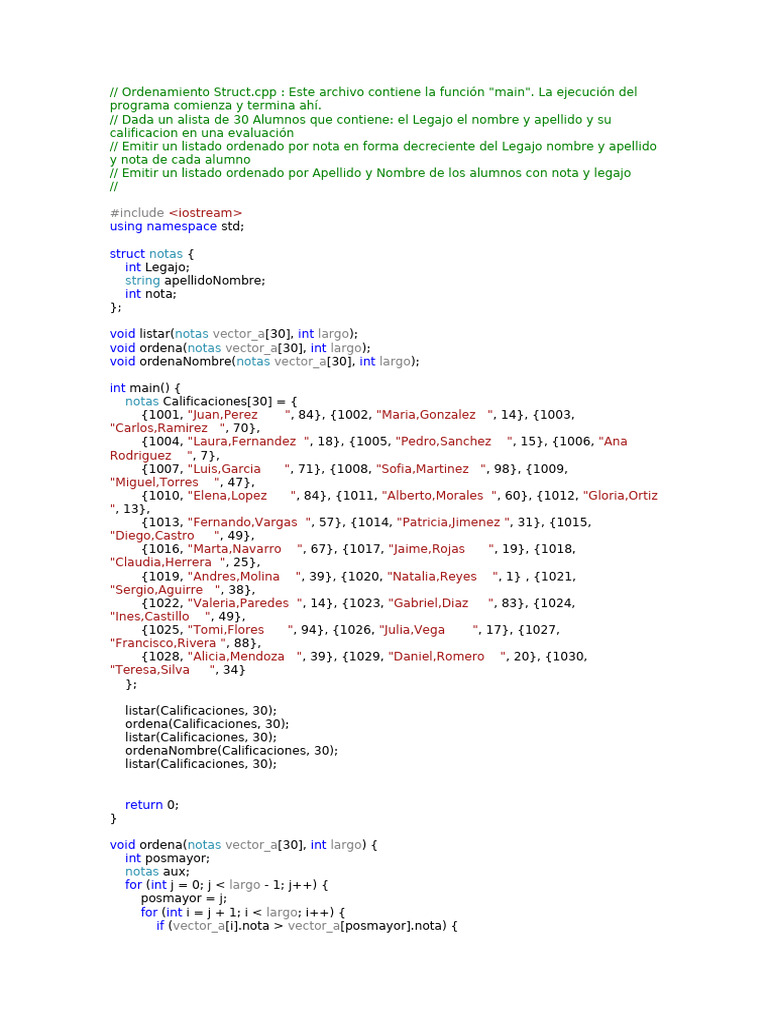 Ordenamiento Con Struct | PDF