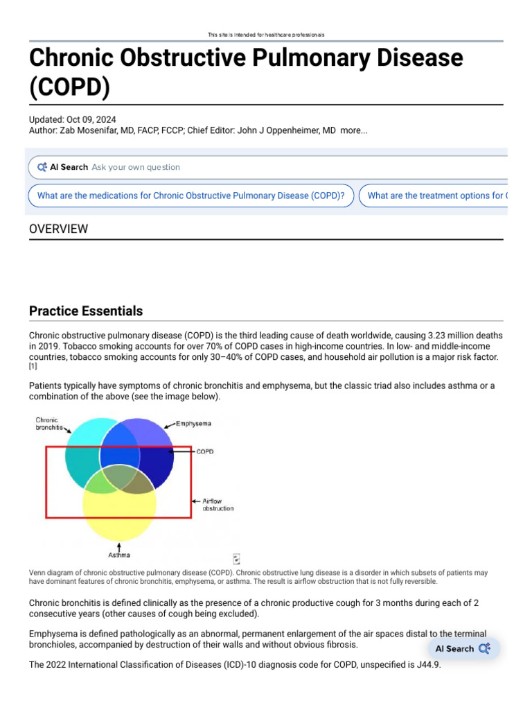 Chronic Obstructive Pulmonary Disease (COPD) - Practice Essentials ...
