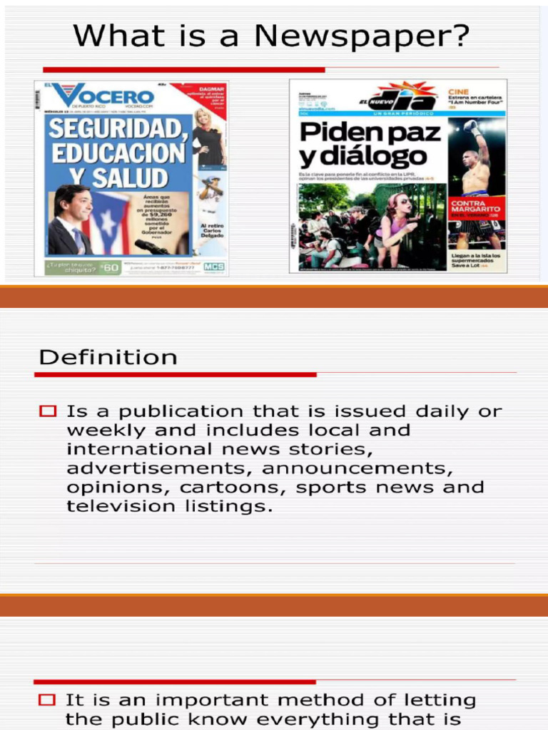 Lesson 1 Elements of A Newspaper | PDF