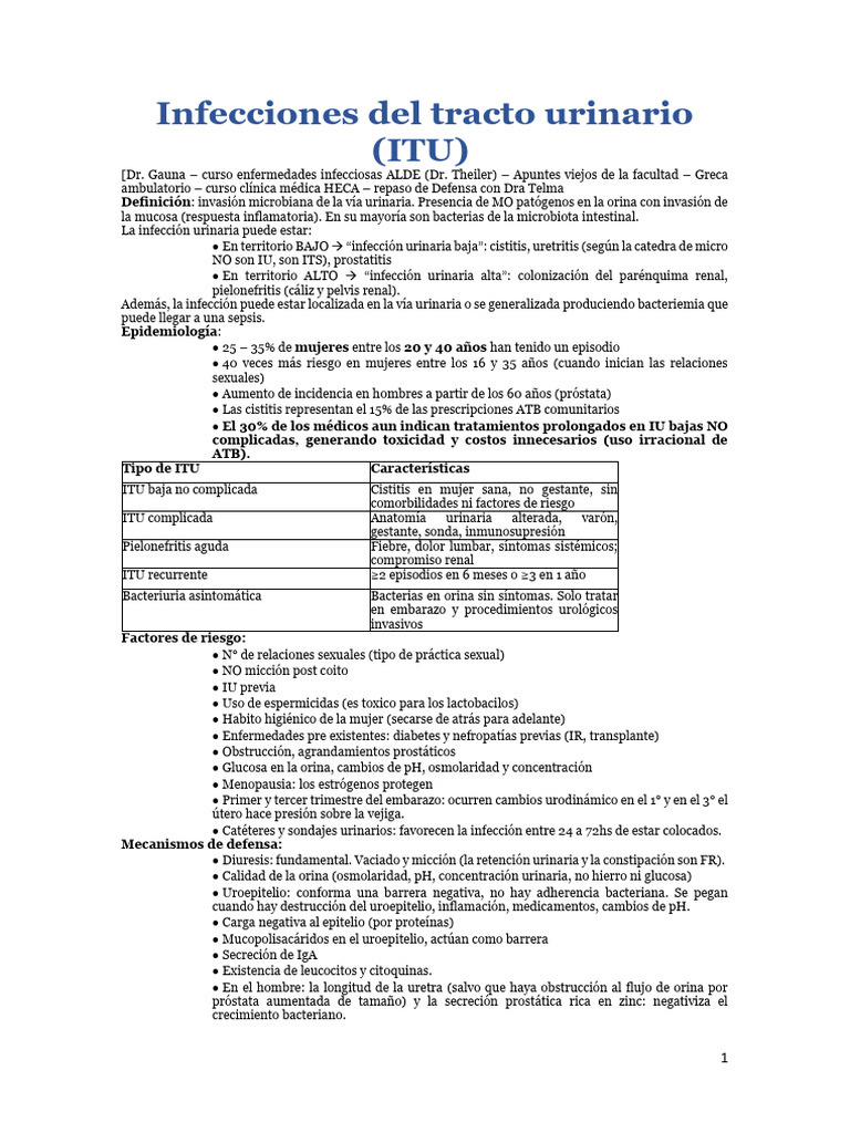 Infecciones del Tracto Urinario: Guía Completa | PDF | Infección del ...
