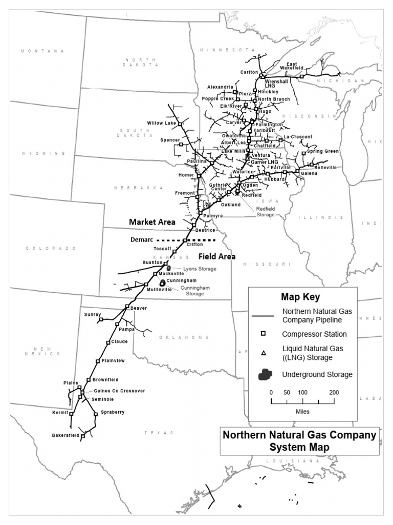 Northern Natural Gas System Map | PDF | Petroleum | Fuel Production