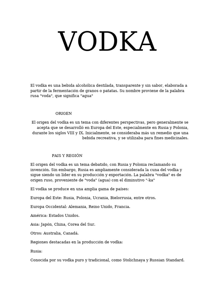 Tipos de Vodka de Origen Ruso | PDF | Vodka | Bebidas alcohólicas