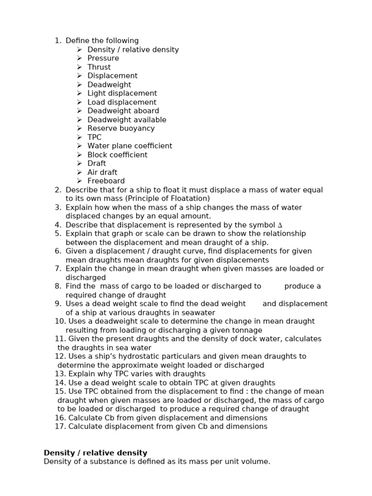 11 - Displacement & Buoyancy | PDF | Buoyancy | Density