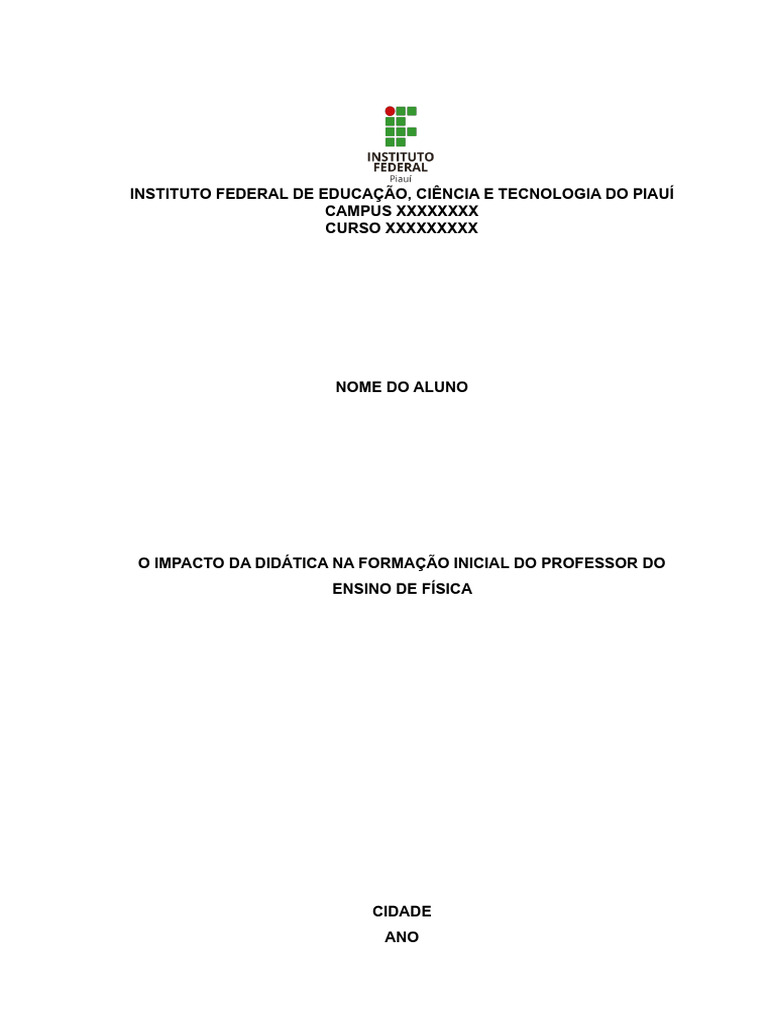 TCC I Template Do Projeto de Pesquisa | PDF | Science | Inquérito