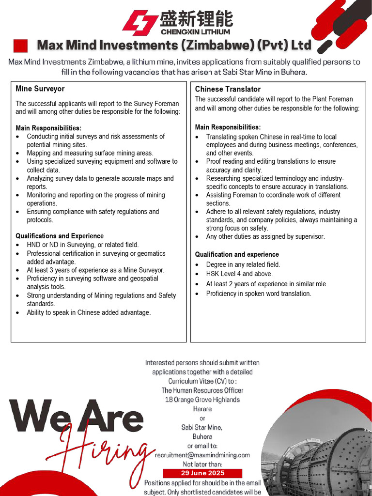 MMI Job Advert Surveyor & Translator | PDF | Surveying | Occupational ...