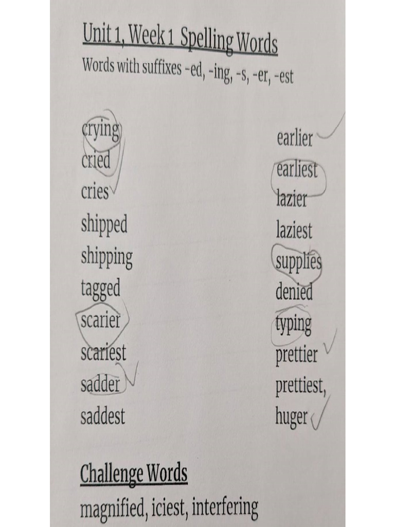 Grade 4 Spelling Word w1 | PDF