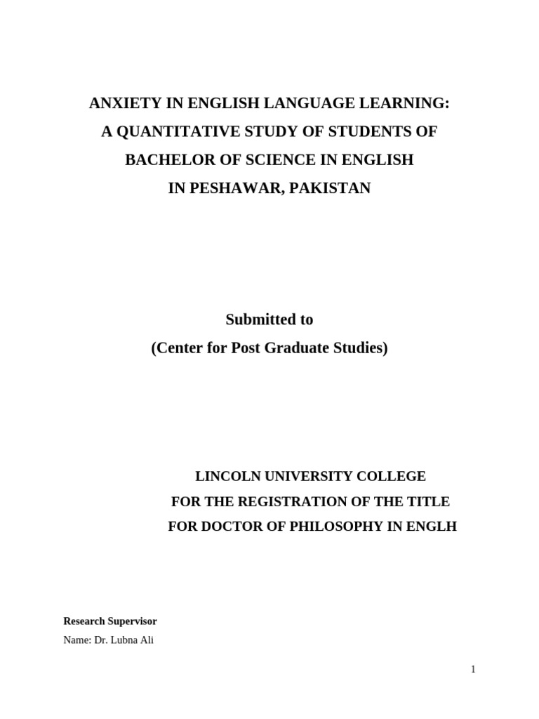Anxiety in English Language Learning | PDF | Emotional Intelligence ...