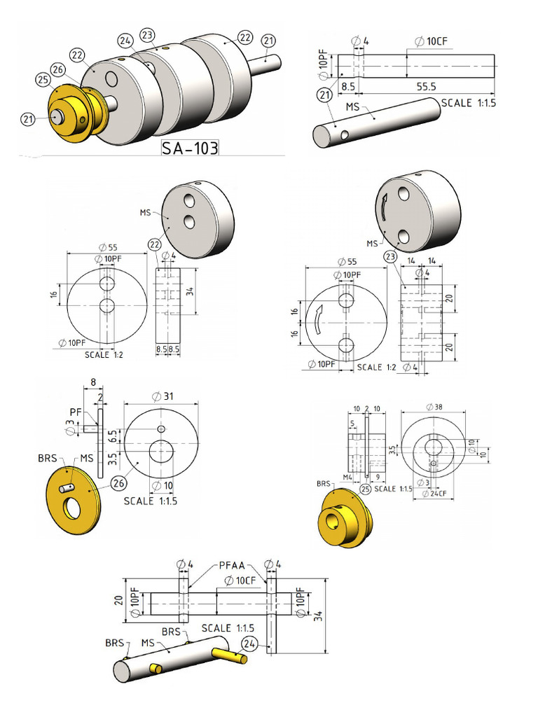 Piezas 103 Del Curso de Dibujo Tenico 12 | PDF