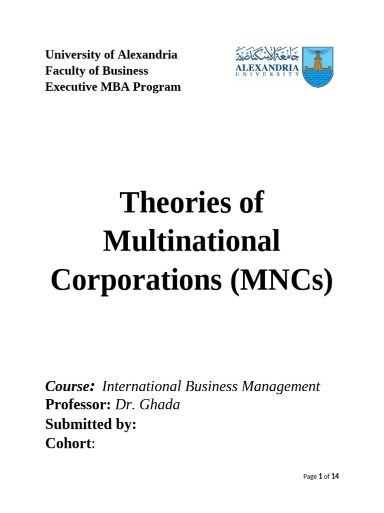 Theories of Multinational Corporations (MNCS) | PDF ...