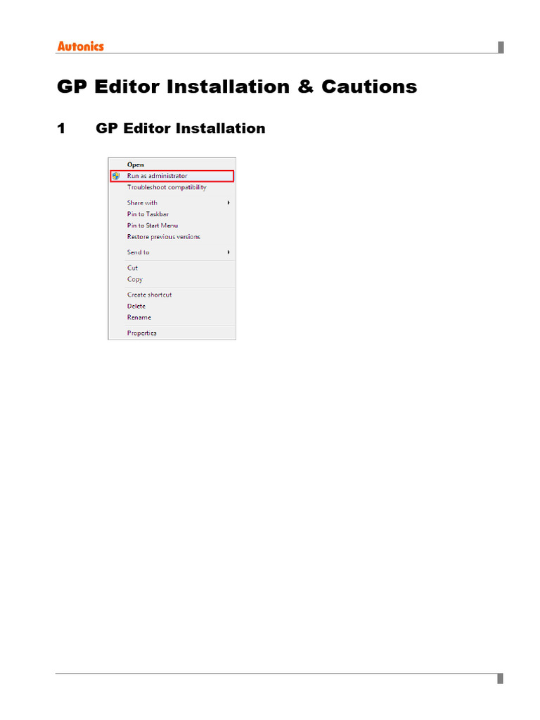 GP Editor Installation & Cautions | PDF | Computer File | Button (Computing)