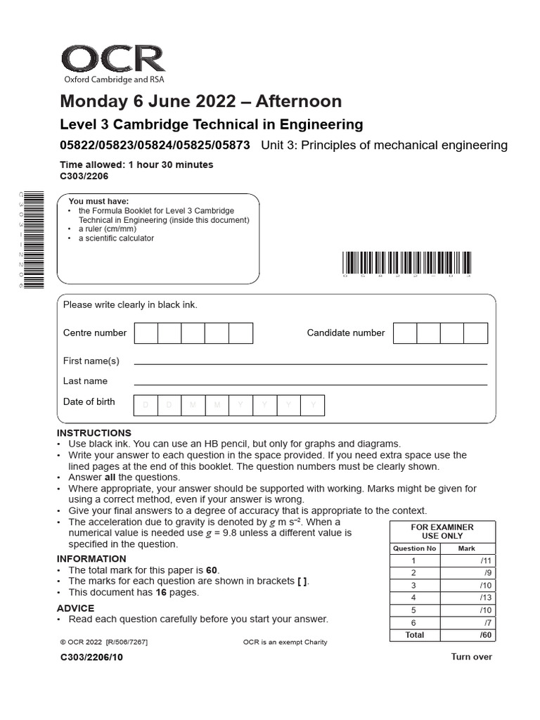 Principles of Mech Engineering Paper | PDF | Lever | Gear