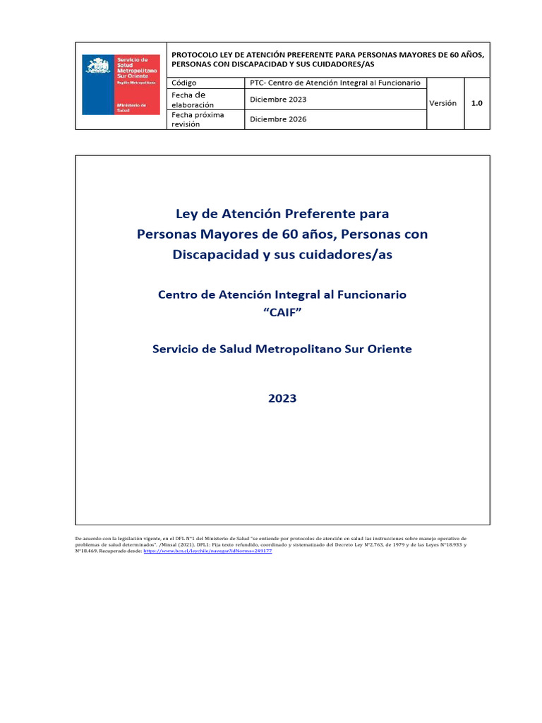 CAIF Protocolo Atencion Preferente 2023 | PDF | Invalidez | Experiencia