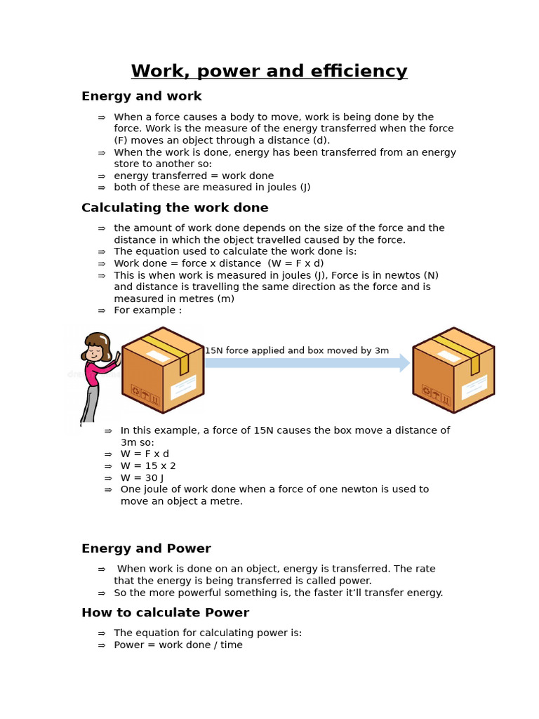 Work, Power and Efficiency | PDF