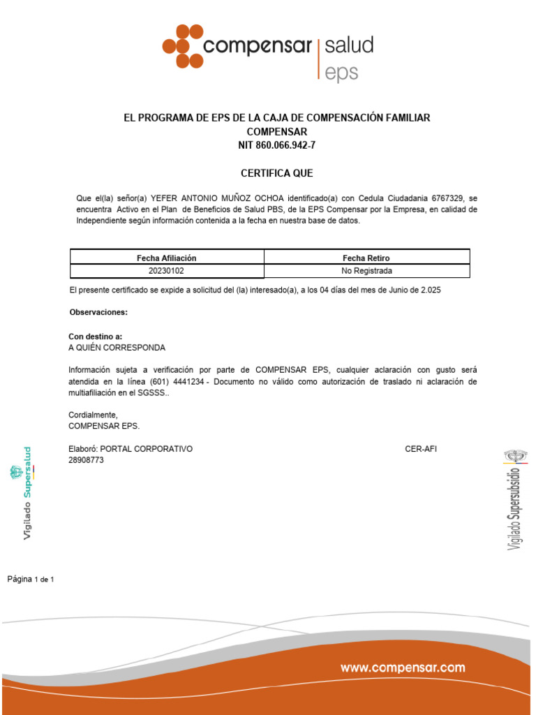 Compensar Yefer | PDF