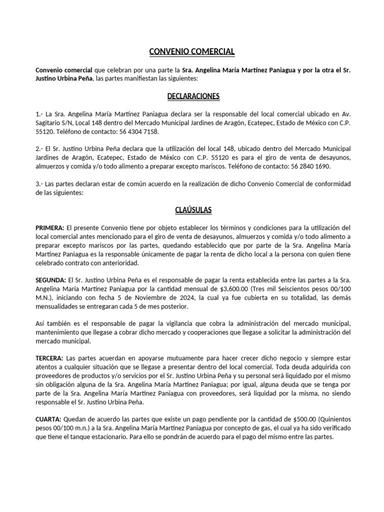 Convenio Comercial | PDF