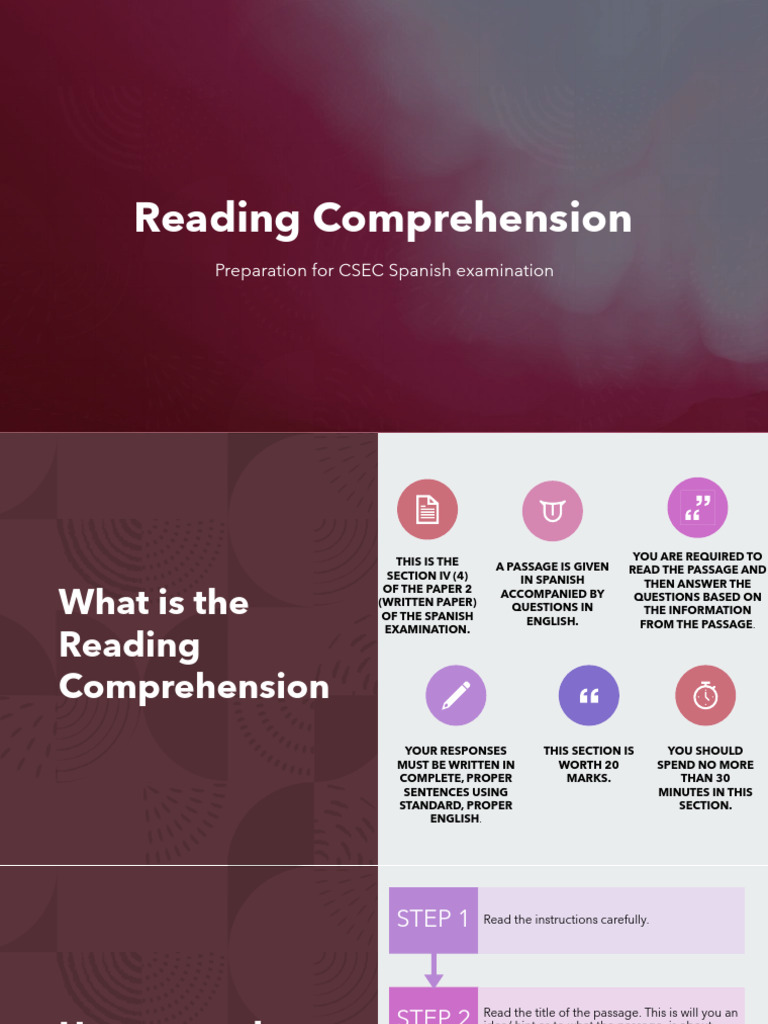 Reading Comprehension For CSEC | PDF