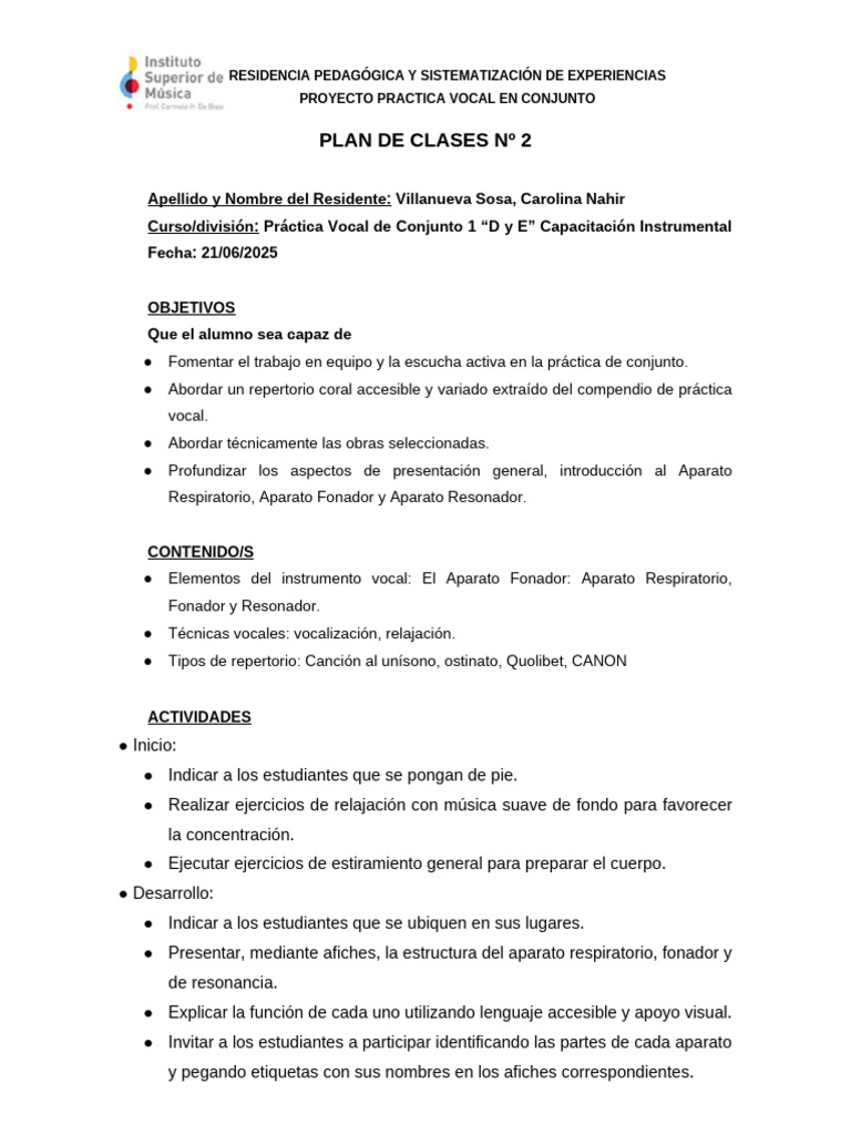 Clase 2 PRACTICA VOCAL | PDF