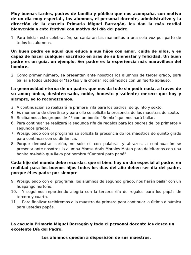 Programa Dia Del Padre | PDF