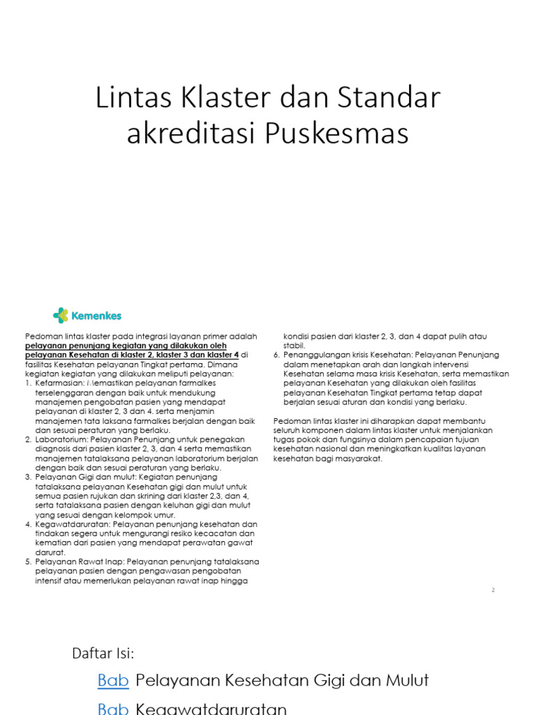 Lintas Klaster Dan Standar Akeditasi Puskesmas | PDF