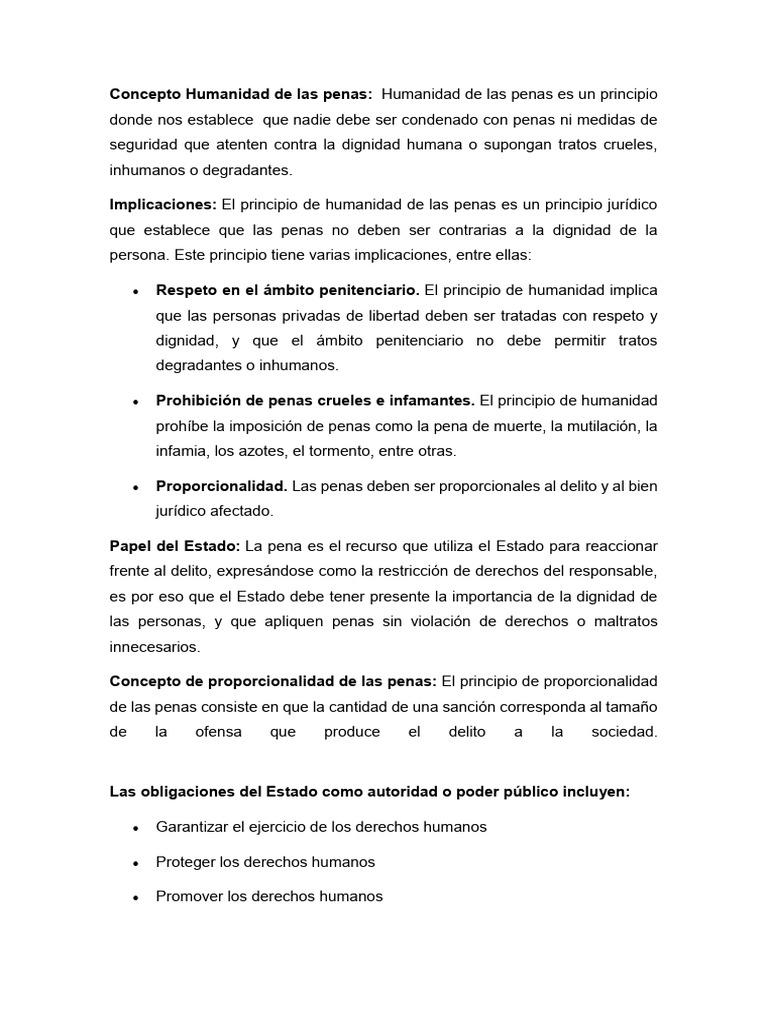 Principio de humanidad en las penas | PDF | Castigos | Derechos