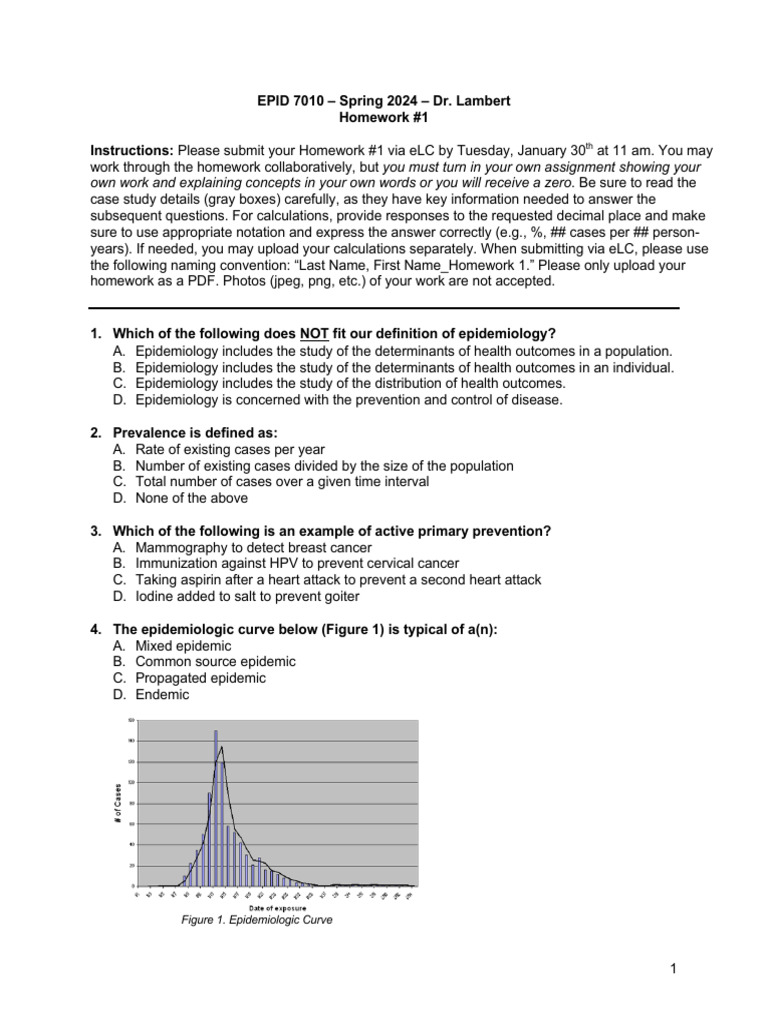 Epid 7010 HW 1 - Spring 2024 2 | PDF | Human Diseases And Disorders ...
